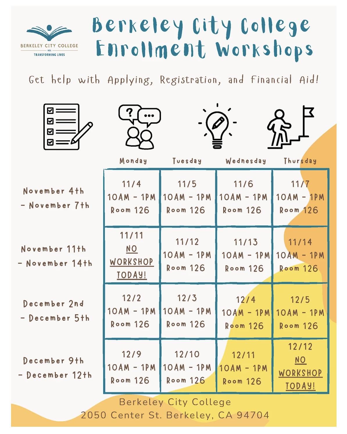 Spring 2025 Enrollment Workshops @ BCC (All NOV) - Come Get Support!