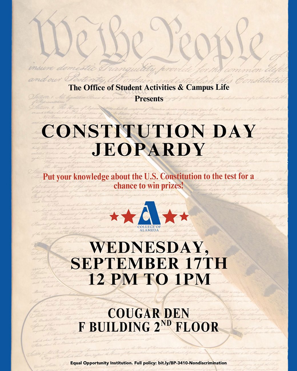 Constitution Day Jeopardy @ CoA, 9/17 @ 12pm
