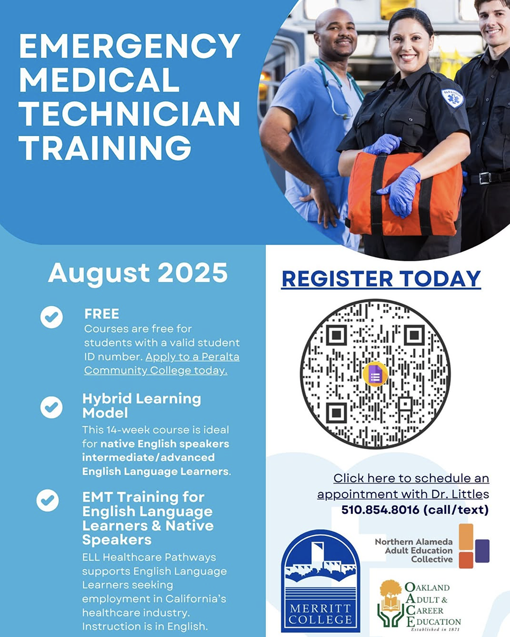 FREE EMT Training with Merritt College - AUGUST 2025