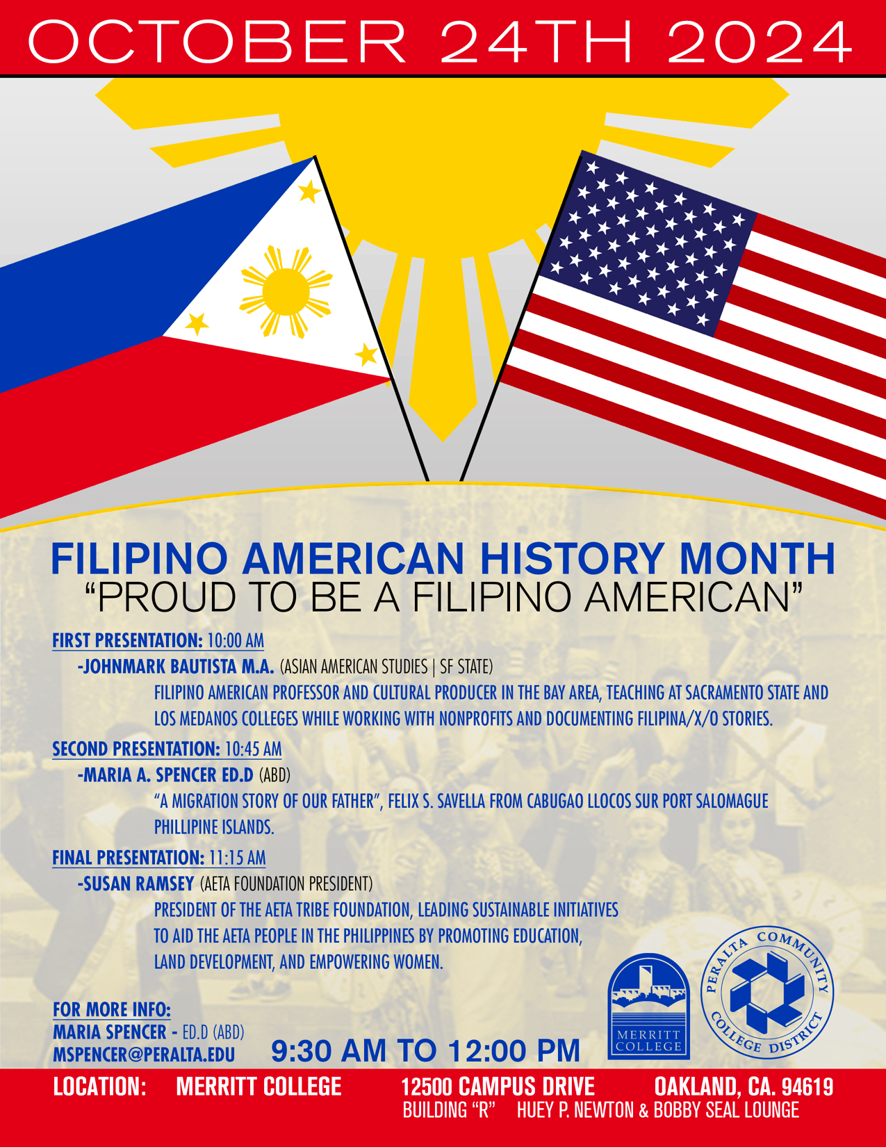 Filipino American History Month at Merritt College, 10/24, 9:30 -12pm