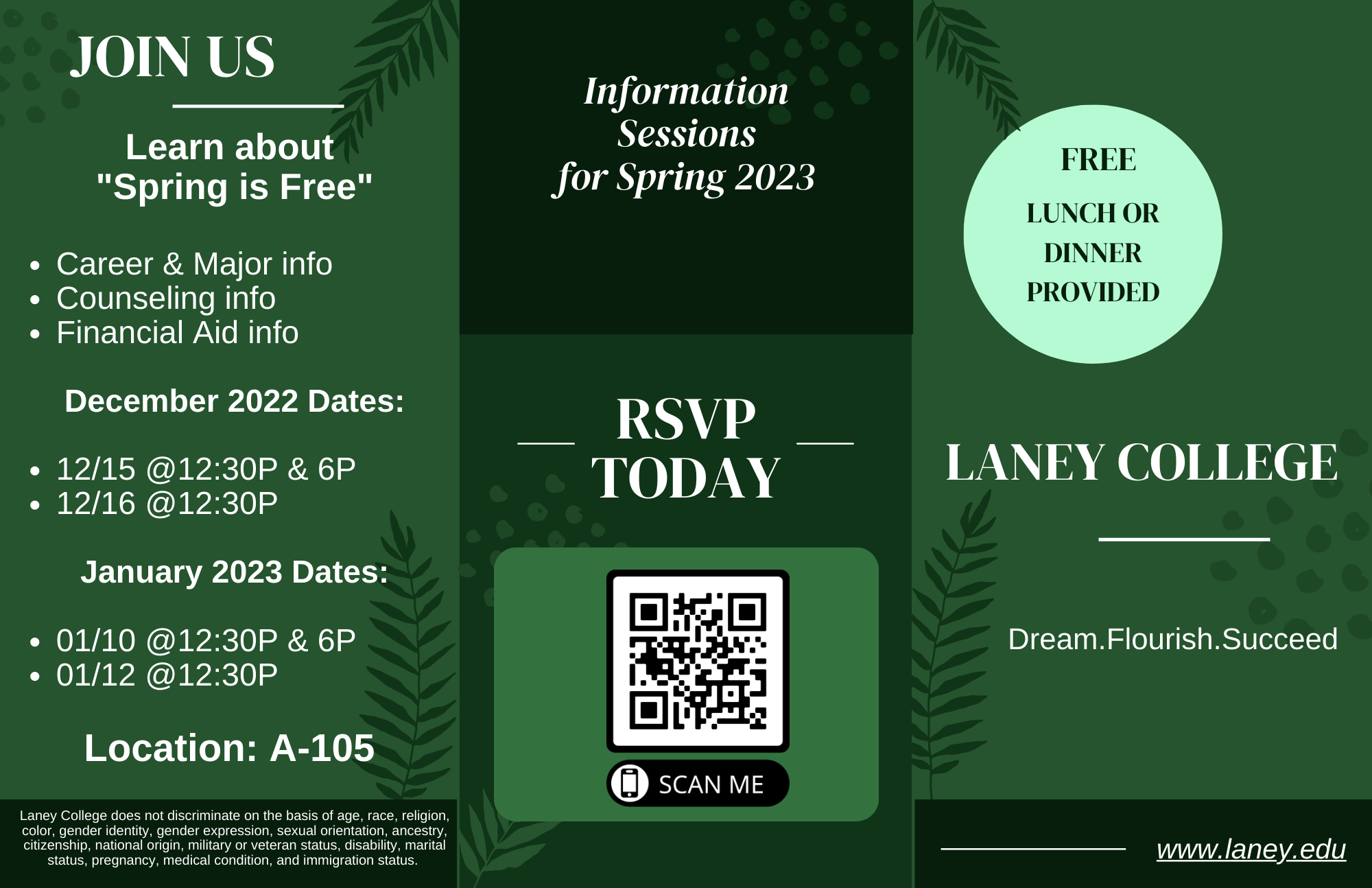 "Spring 2023 is FREE" Info Sessions for New Laney College Students: 12/ ...