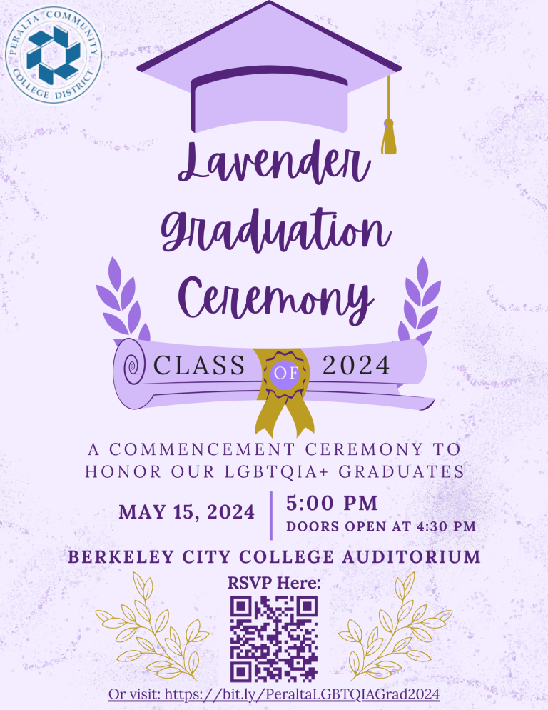 Lavender Graduation Ceremony (Peralta-Wide) - May 15, 5-7pm @ BCC