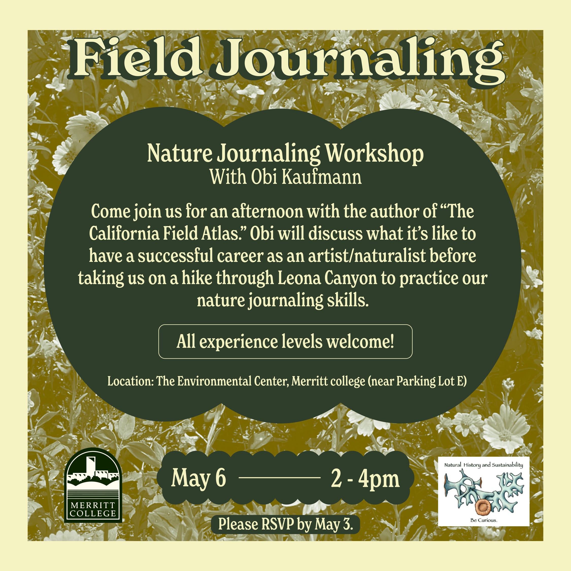 Free Field Journaling Workshop/Hike, May 6, 2-4pm