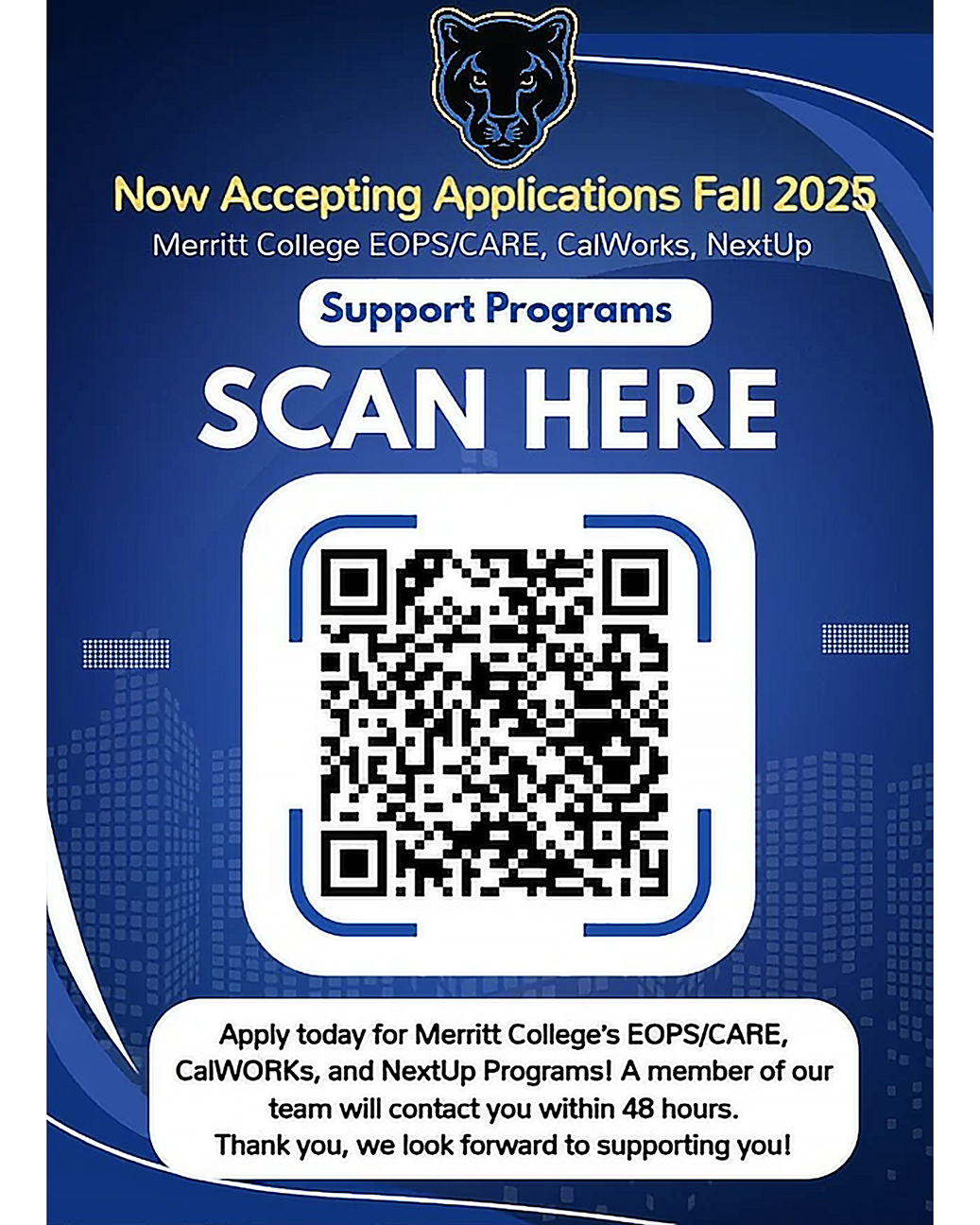 Apply for Merritt College Support Programs: EOPS/CARE, CalWorks, NextUp