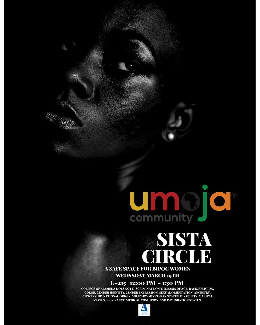 Umoja Women’s History Month Sista Circle, Open to All, 3/19, 12pm @ CoA